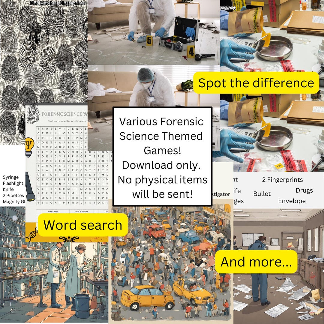 Forensic Science Games CSI PDF Download Printable Forensics Games - Etsy