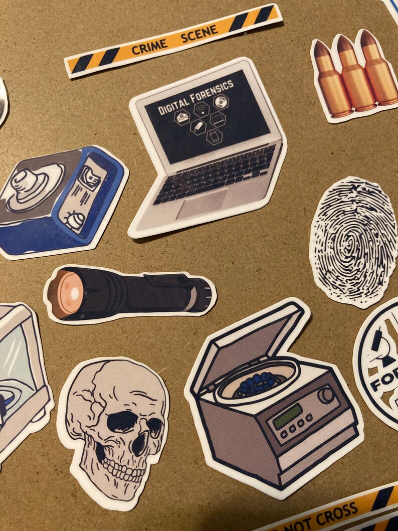 Forensics Stickers Gift Crime Scene Investigator Sticker Pack 28 Vinyl ...