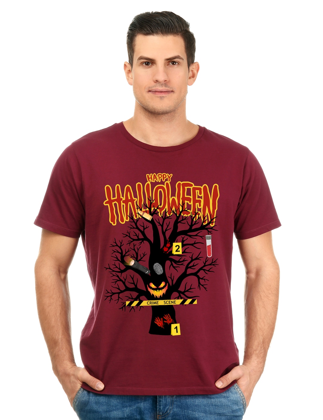 Forensic Halloween Spooky Crime Scene Tree Unisex Softstyle T-shirt ...