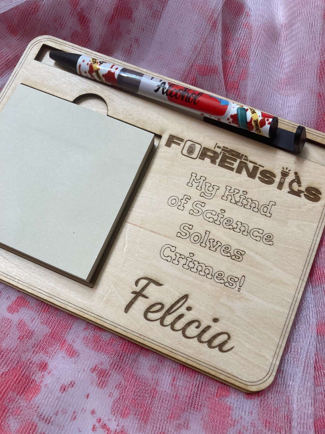 Personalized Forensics Sticky Note and Pen Holder Crime Scene Gift - Etsy