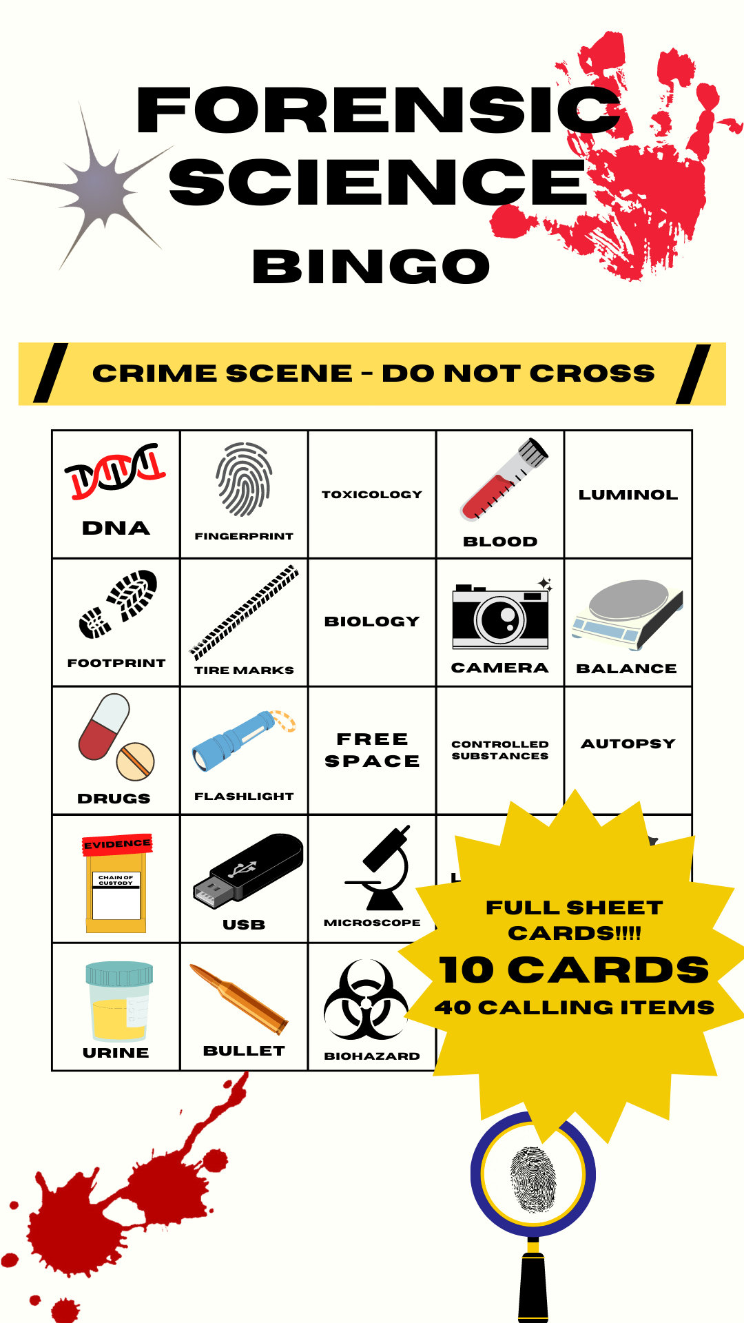 Forensic Science Bingo Printable: Crime Lab Game (digital Download) - Etsy