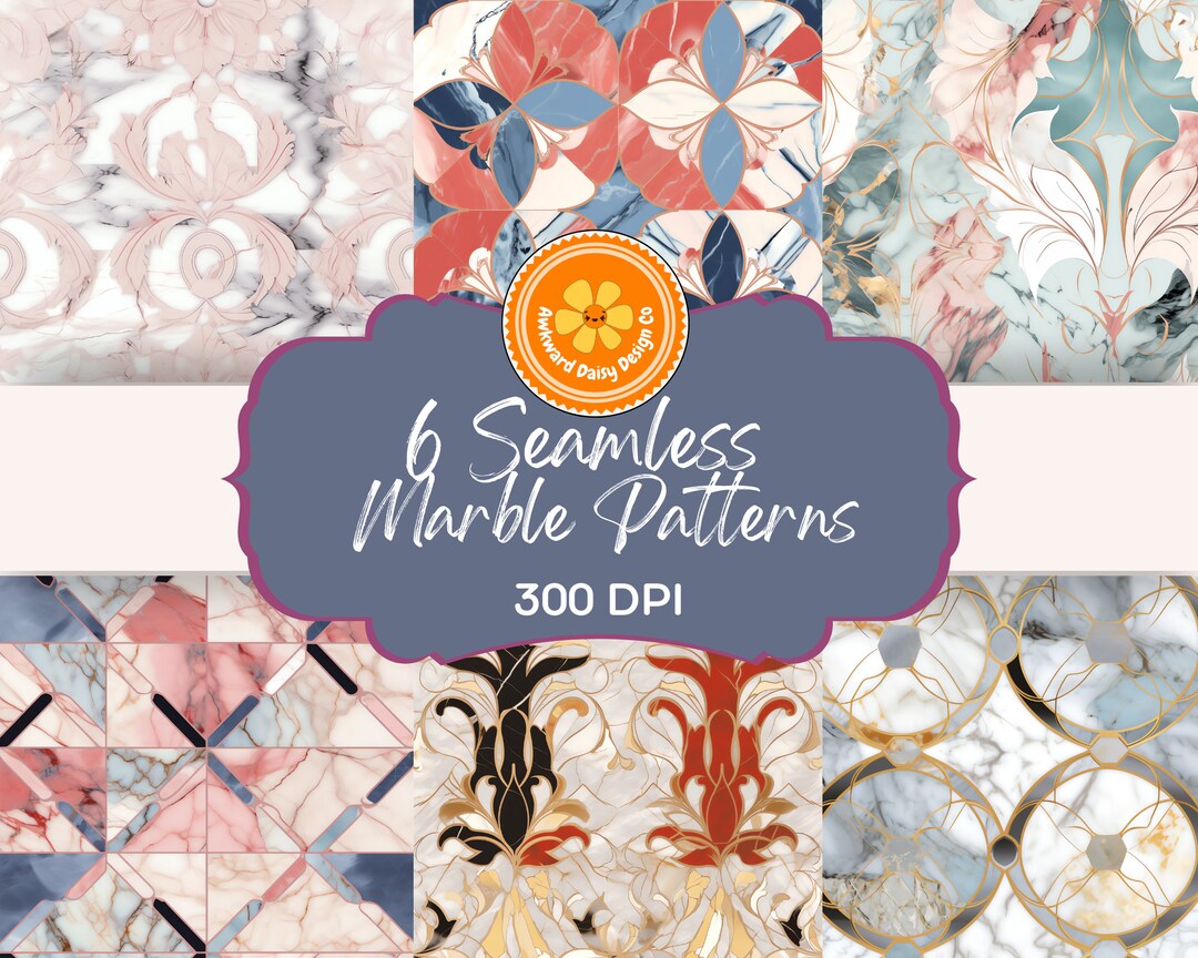 6 Elegant Marble Seamless Digital Papers, Pattern, Scrapbook Paper ...