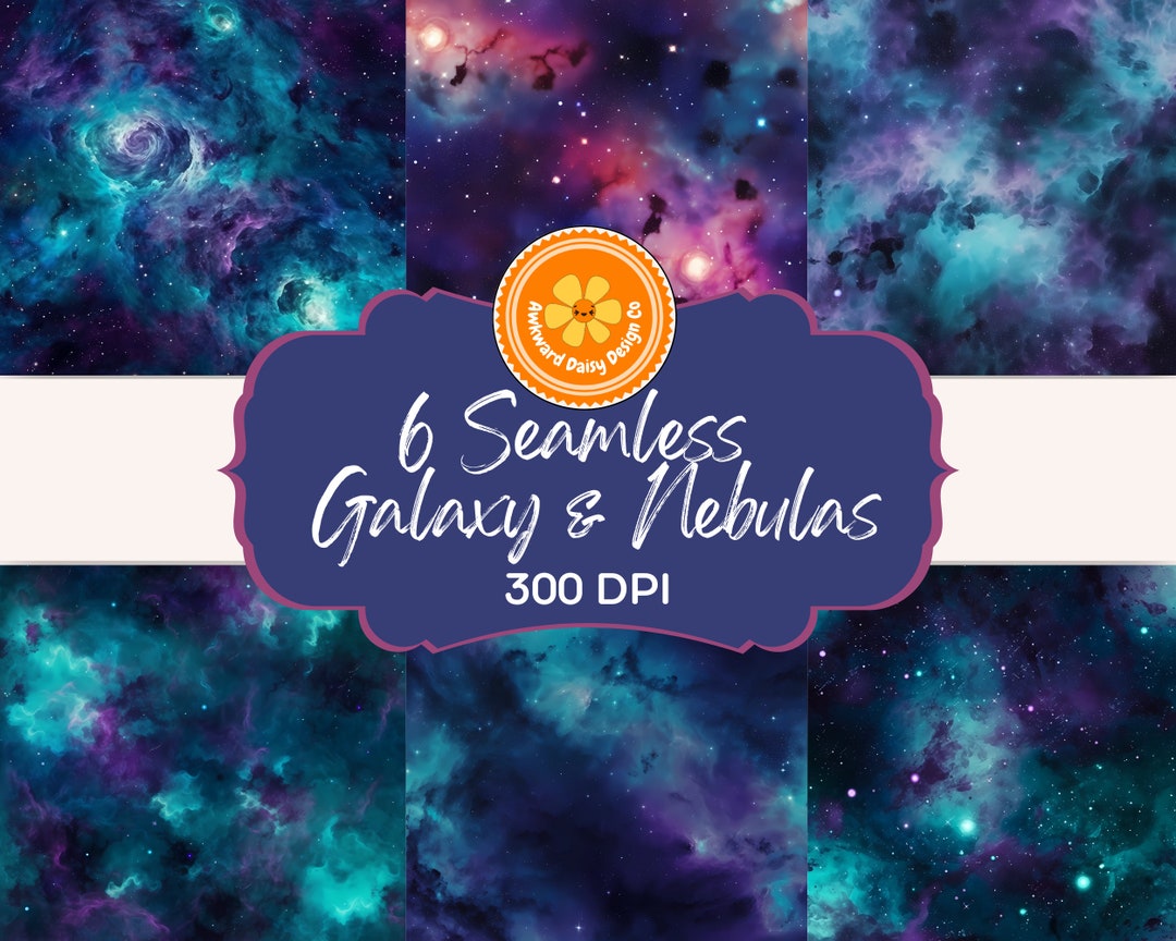 6 Galaxy Nebula Seamless Digital Papers, Cosmic Interstellar Scrapbook ...