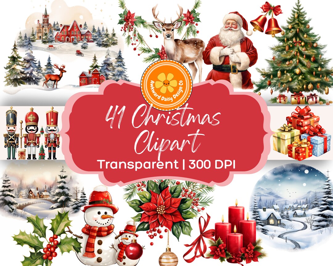 41 Christmas Holiday Clipart, Frames Wreaths Scrapbook, Transparent, AI ...