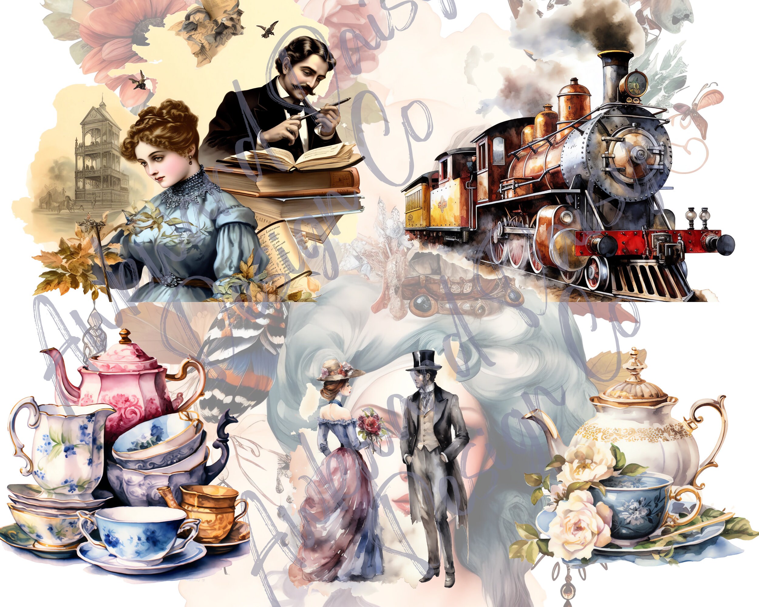25 Victorian Era Iconic Images, Lush Landscapes, Teas, Scrapbook Paper ...