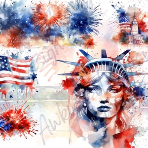 25 Independence Day Clipart, 4th of July, Scrapbook Paper, AI Digital ...