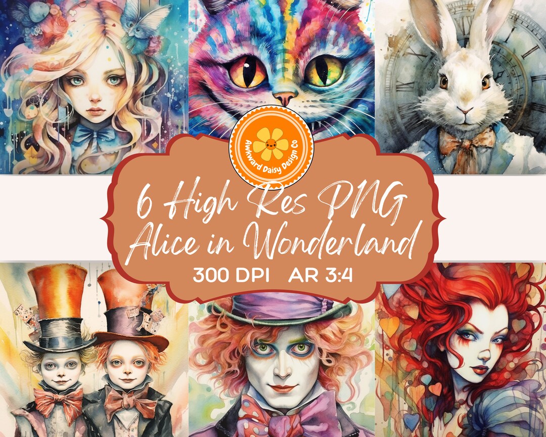6 Alice in Wonderland, Magical Dream, Scrapbook Paper, AI Digital Art ...