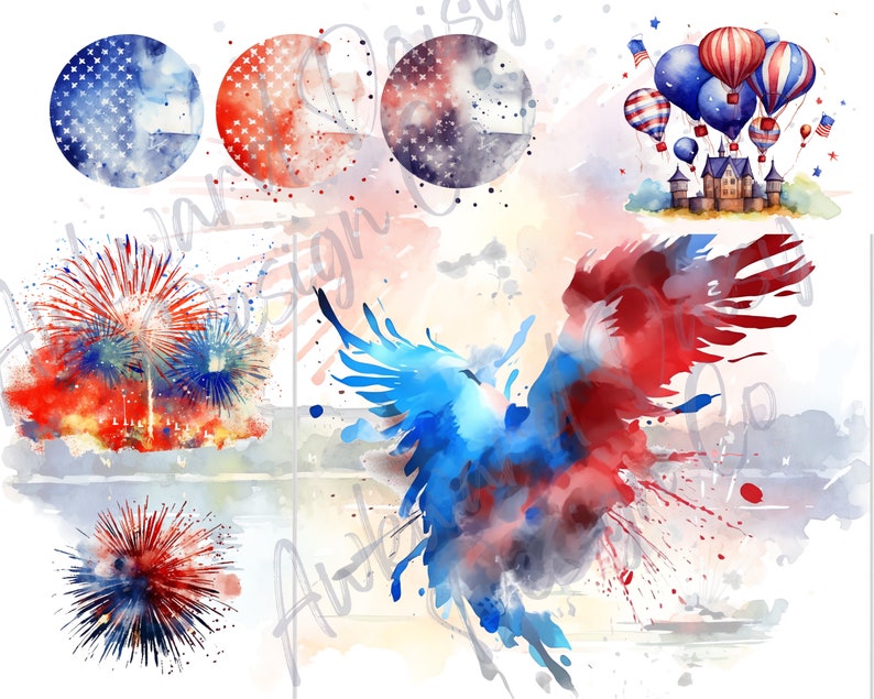 25 Independence Day Clipart, 4th of July, Scrapbook Paper, AI Digital ...