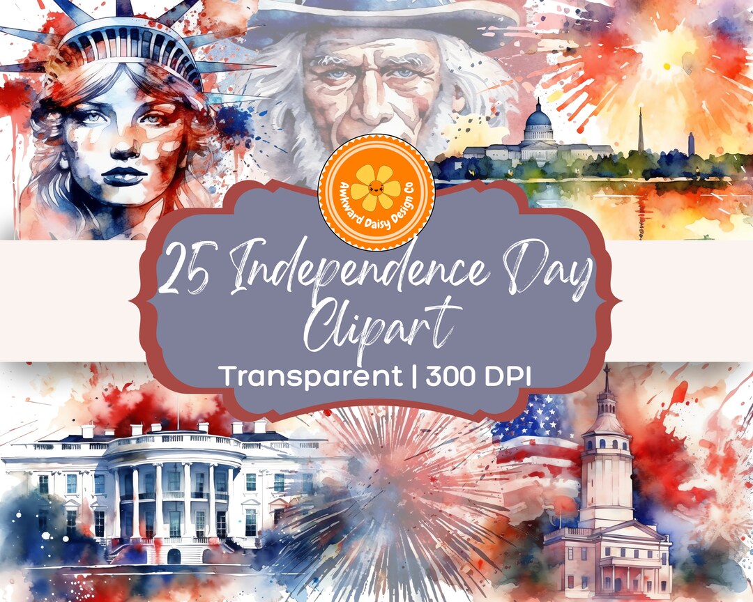 25 Independence Day Clipart, 4th of July, Scrapbook Paper, AI Digital ...