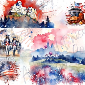 25 Independence Day Clipart, 4th of July, Scrapbook Paper, AI Digital ...