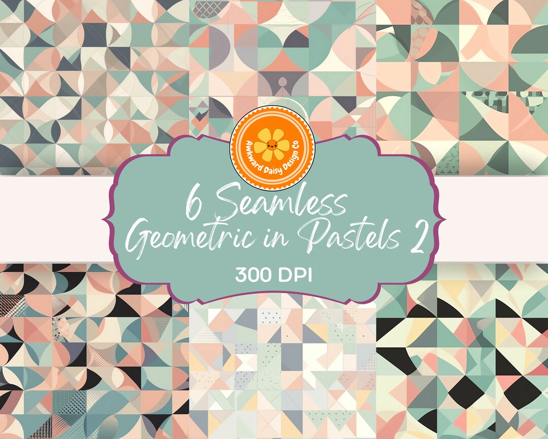 6 Geometric Pastel Seamless Digital Papers 2, Dreamy Geometric ...