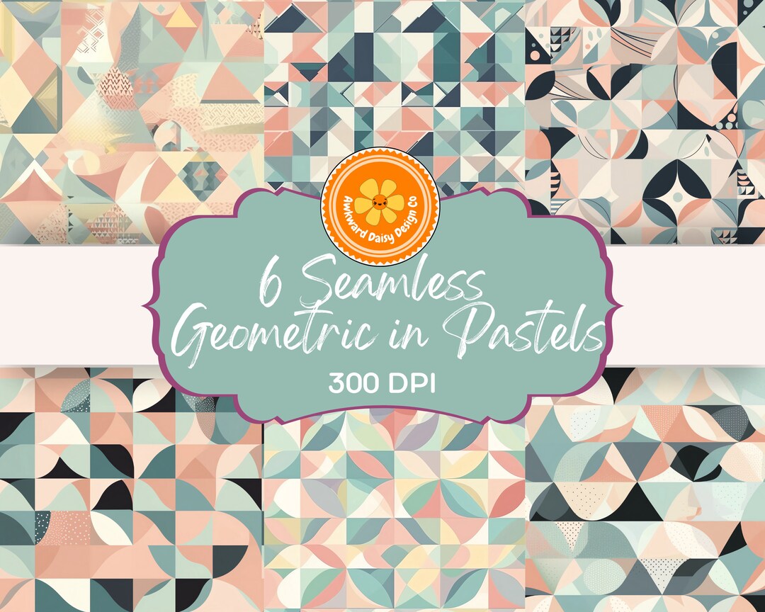 6 Geometric Pastel Seamless Digital Papers, Dreamy Geometric Scrapbook ...