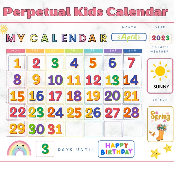 Childrens Calendar - Etsy
