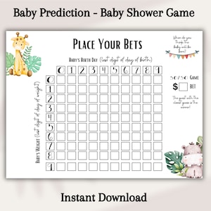Guess Baby's Birth Date Calendar, Baby Prediction, 50/50 Game Baby ...