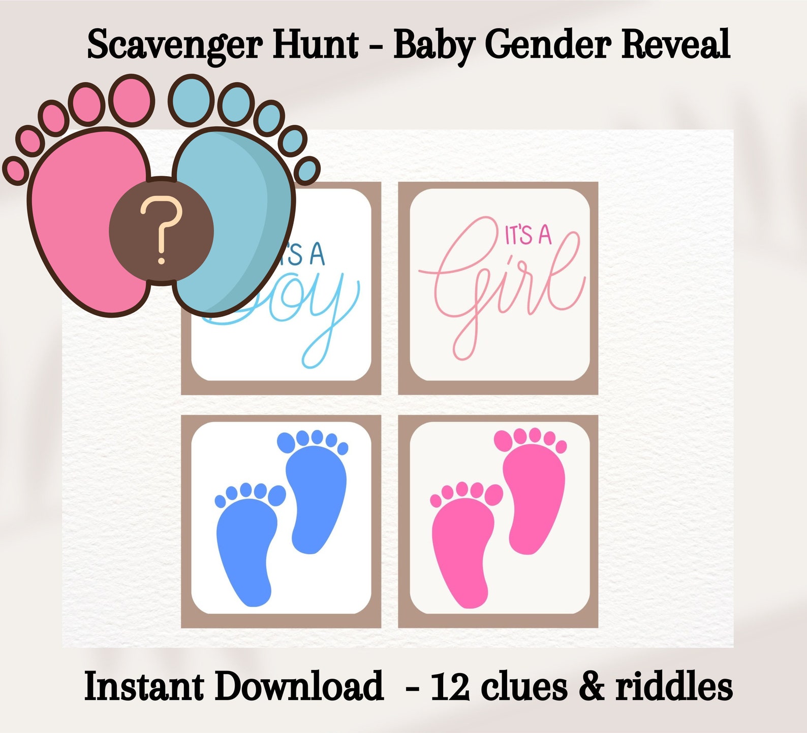 Gender Reveal Scavenger Hunt, Gender Reveal Game, Baby Shower Games ...