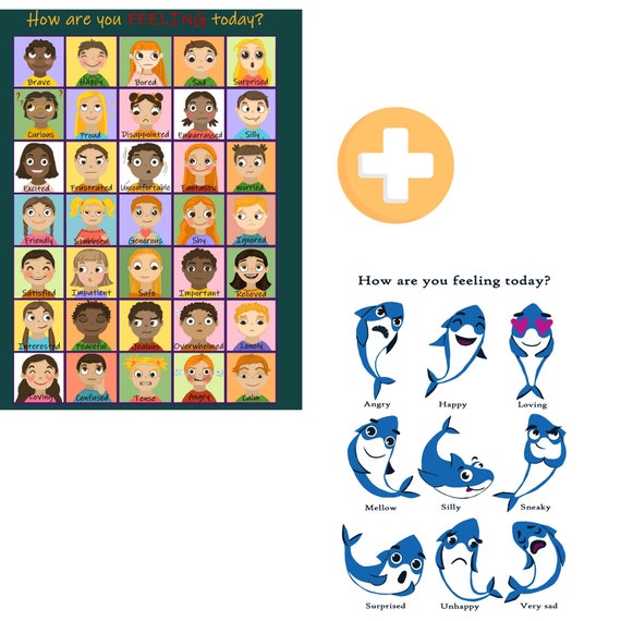 Emotions Chart for Kids and Baby Shark Feelings Chart - Etsy