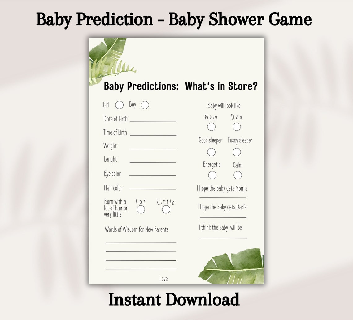Baby Prediction, Baby Shower Games, Baby Shower, Printable Games, Baby ...