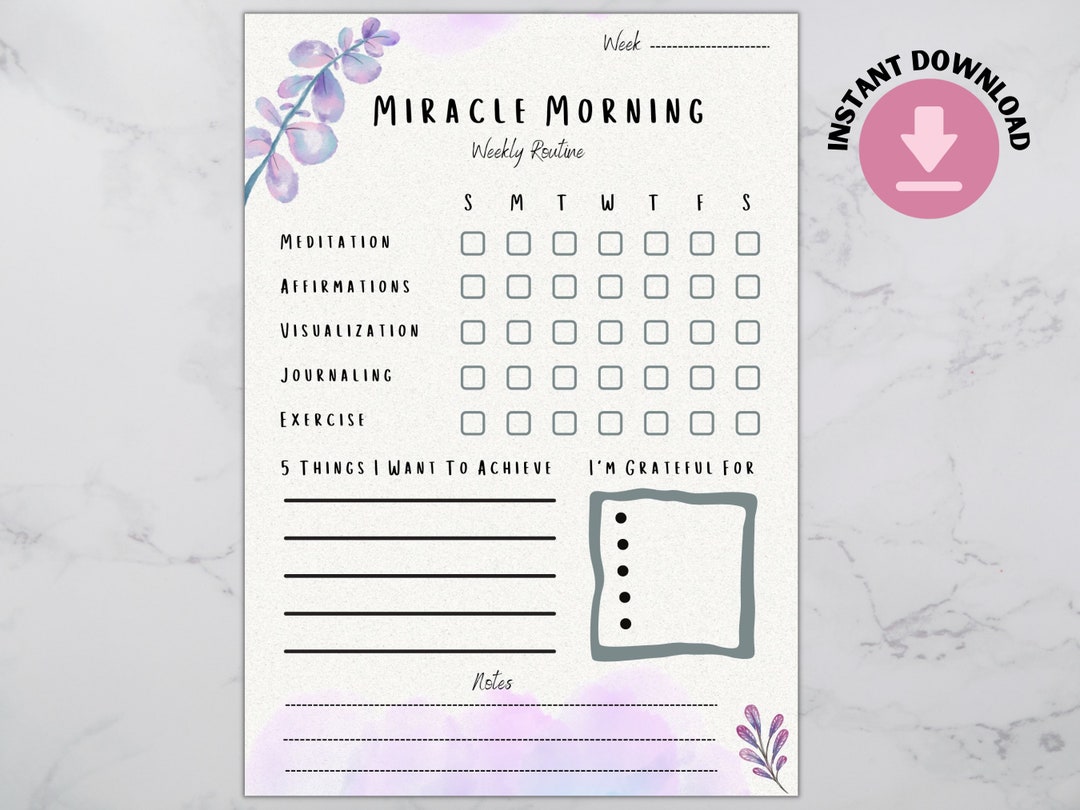 Miracle Mornings Weekly Routine, Miracle Mornings Planner, Morning ...
