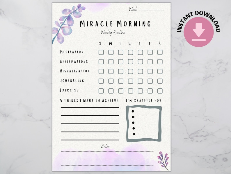 Miracle Mornings Routine Miracle Mornings Planner Morning Routine