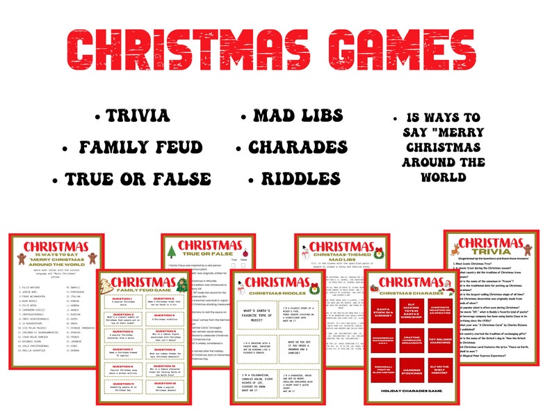 Christmas Printable Games, Christmas Games, Christmas Game Bundle ...