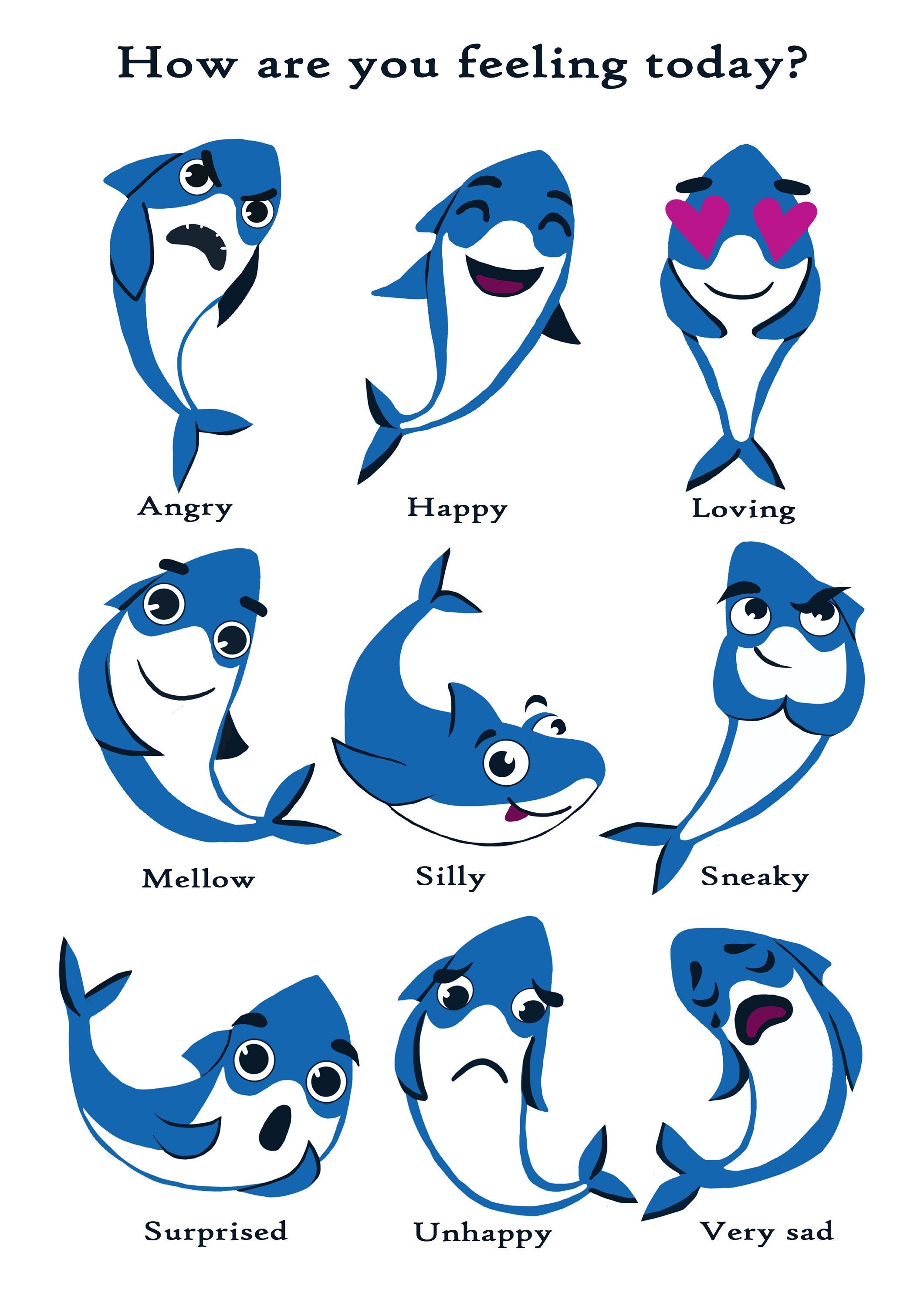 Emotions Chart for Kids and Baby Shark Feelings Chart ( Digital ...