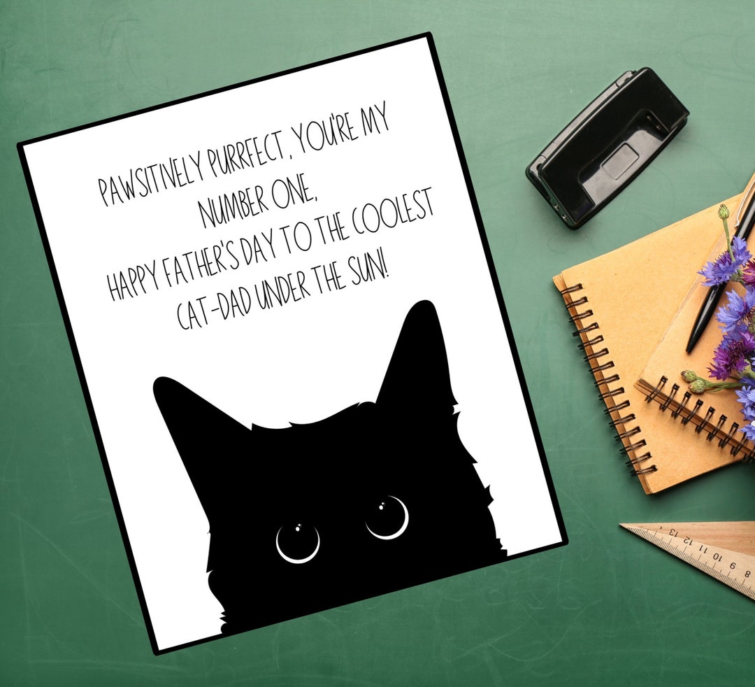 Father's Day Card From Cat, Father's Day Gift, Cat Father's Day Card ...