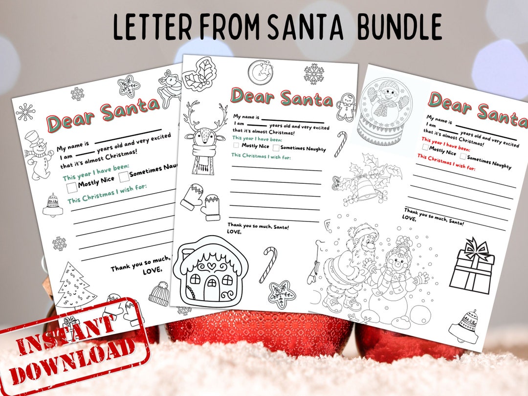 Letter to Santa Coloring Pages Printable Bundle With 27 Coloring Pages ...