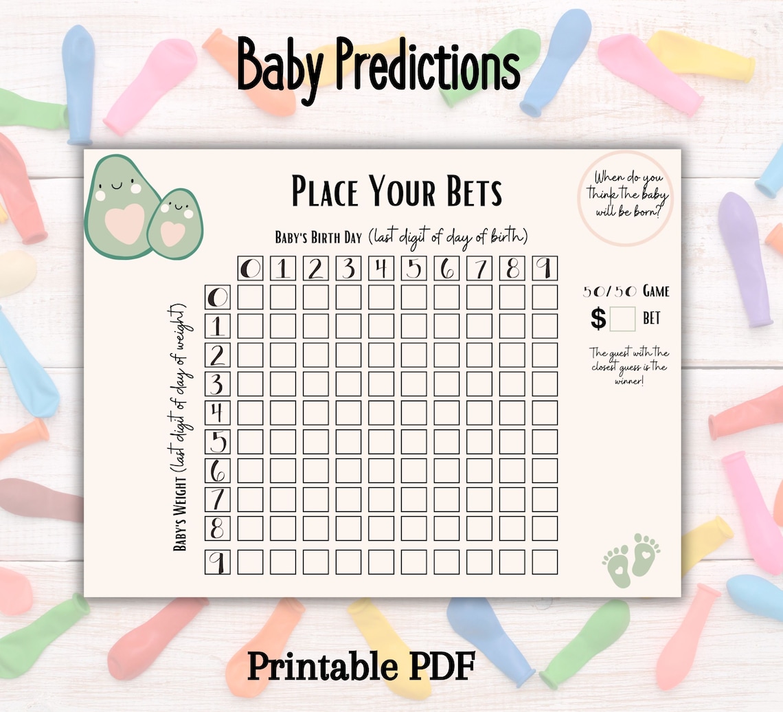 Fun Baby Shower Game, Baby Due Date, Guess Baby Birth Date Calendar ...
