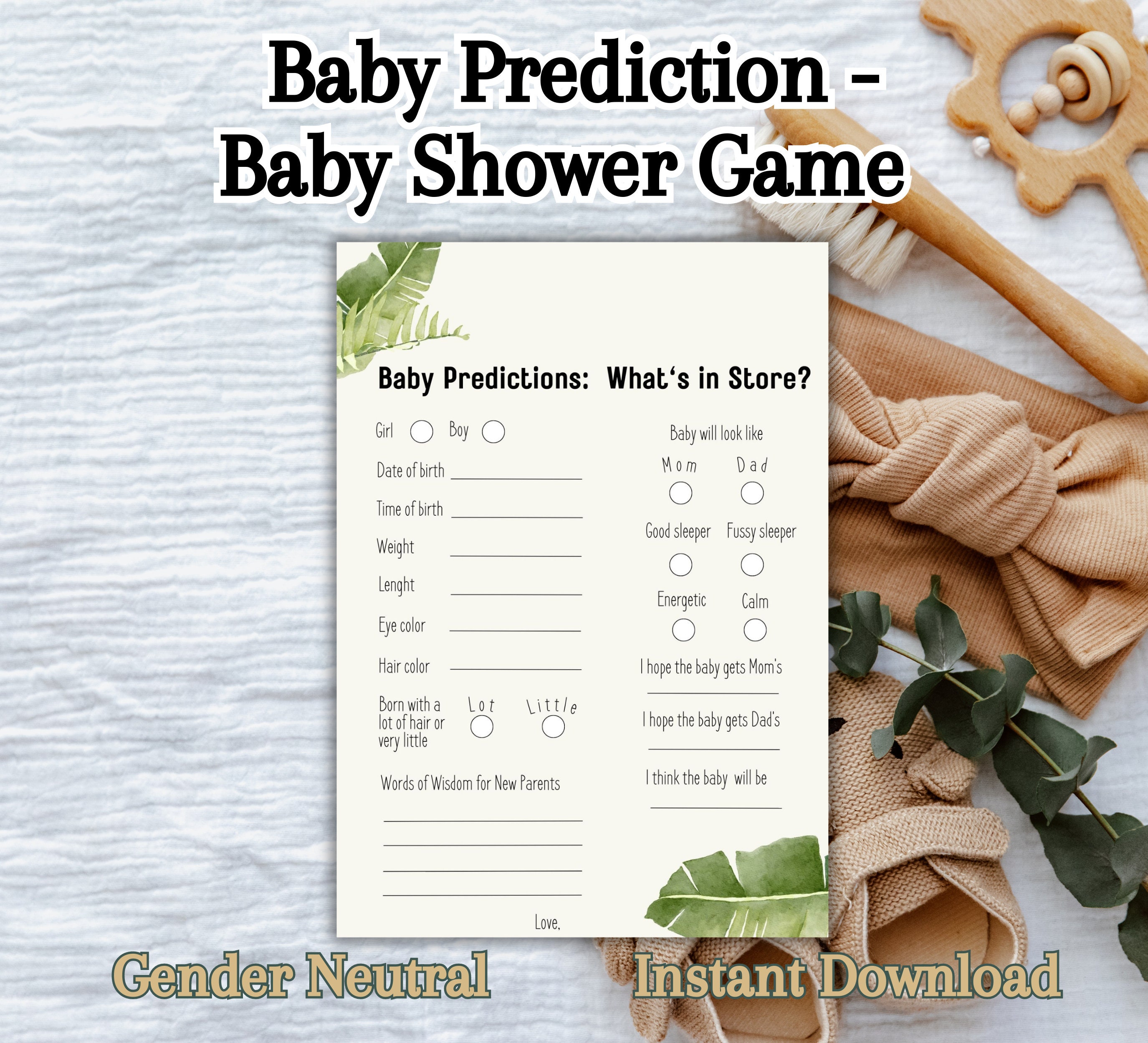 Baby Prediction, Baby Shower Games, Baby Shower, Printable Games, Baby ...