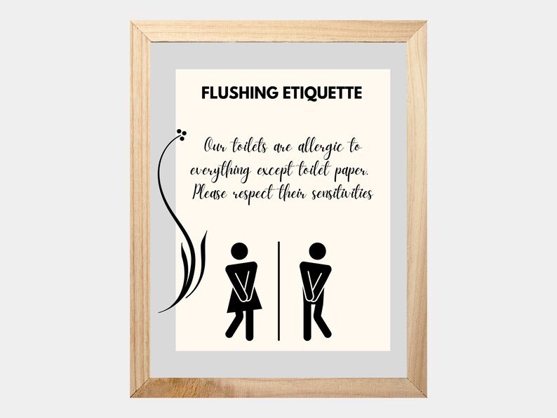 Bathroom Sign, Printable Bathroom Sign, Bathroom Poster, Washroom Rules ...