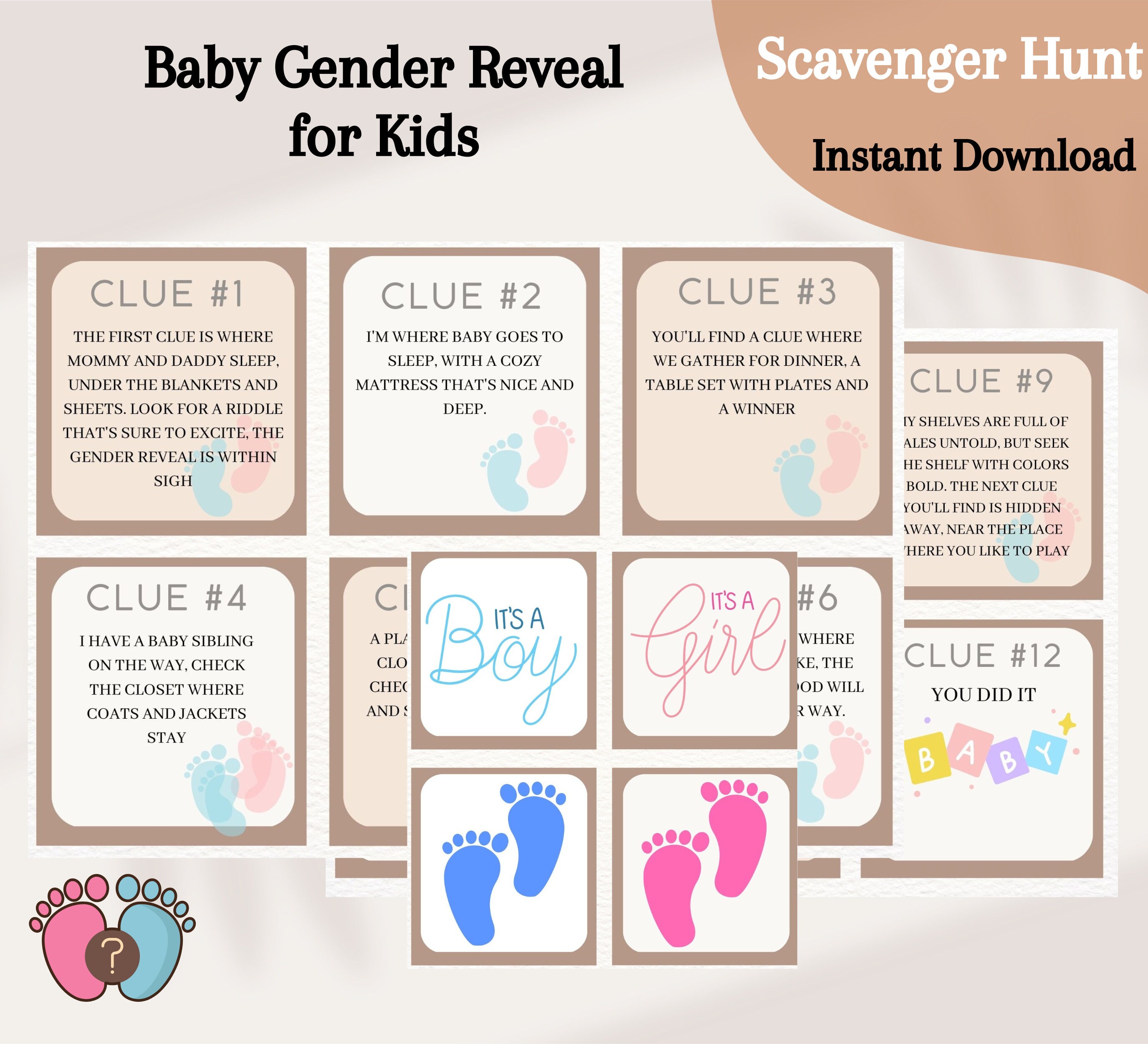 Gender Reveal Scavenger Hunt, Gender Reveal Game, Baby Shower Games ...