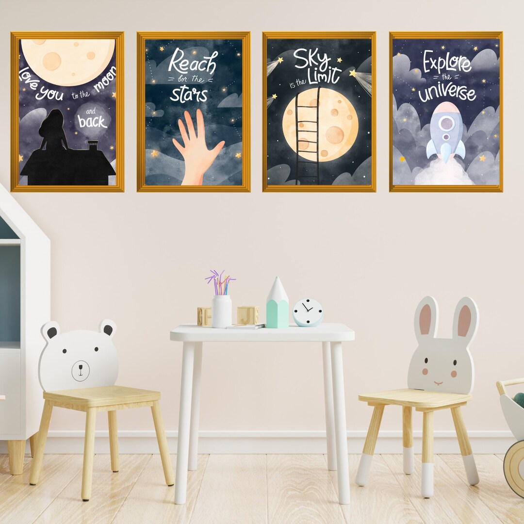 Nursery Decor Kids Outer Space - Set of 4 Prints 8x10’’ ( Digital ...