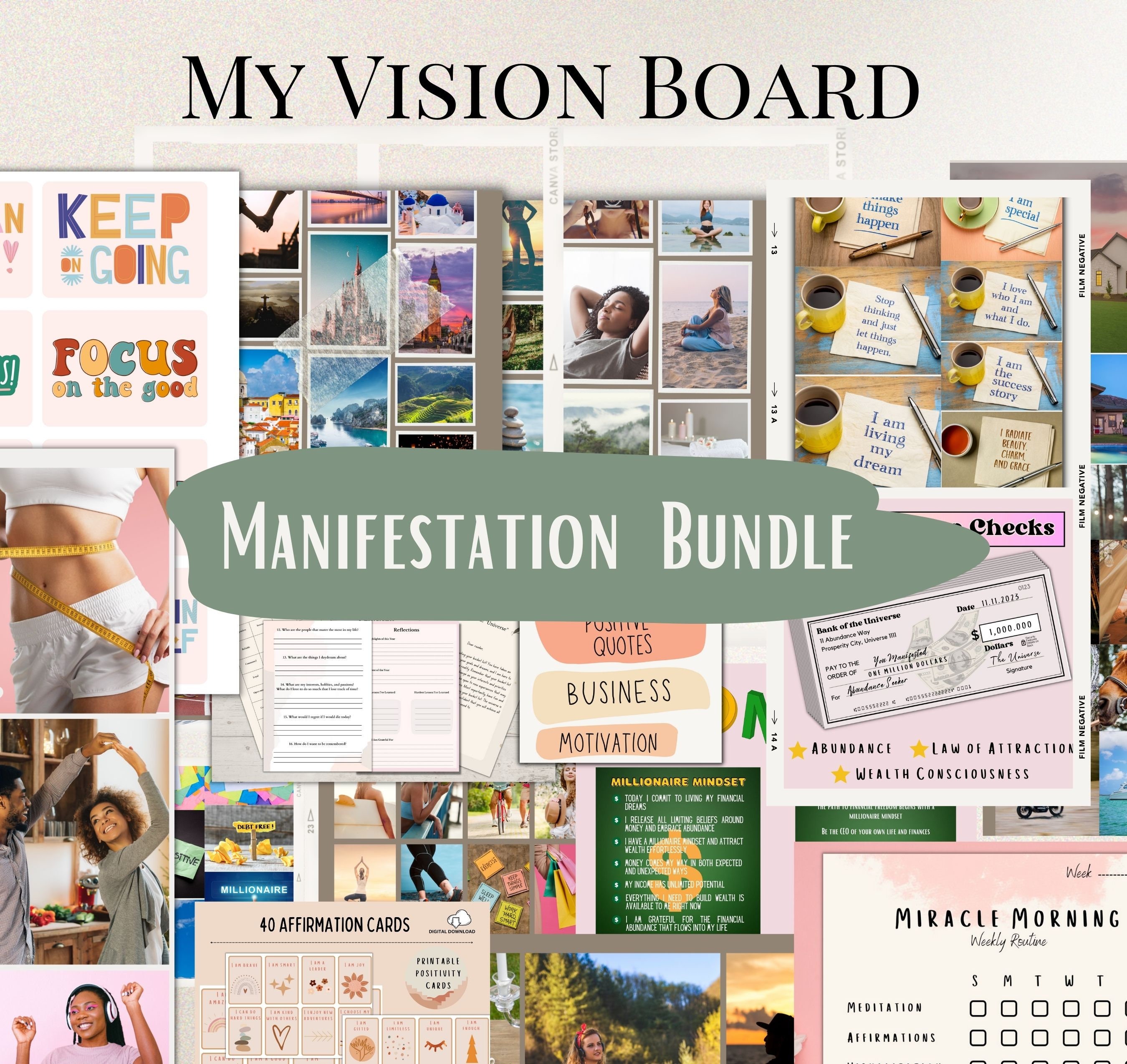 Vision Board Printable, Manifestation Kit, Law of Attraction ...