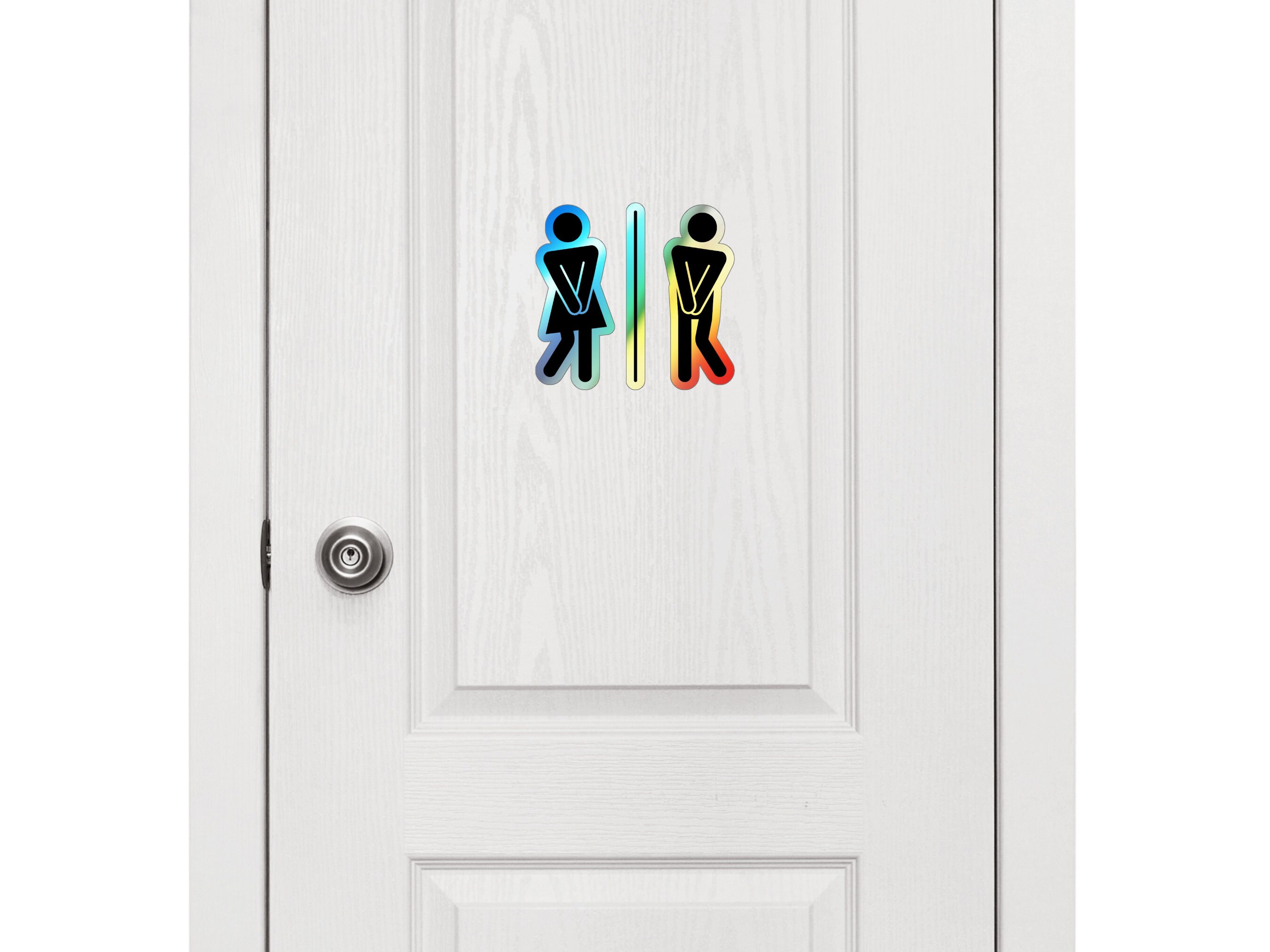 Cute Bathroom Sign, Bathroom Decal, Funny Bathroom Signs, Holographic ...