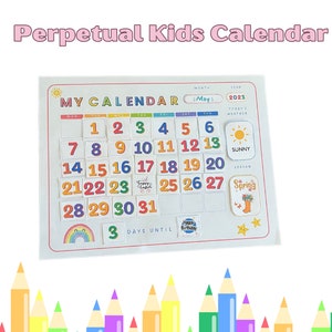 Daily Calendar Kids, Perpetual Kids Calendar, Calendar Kids, Months of ...