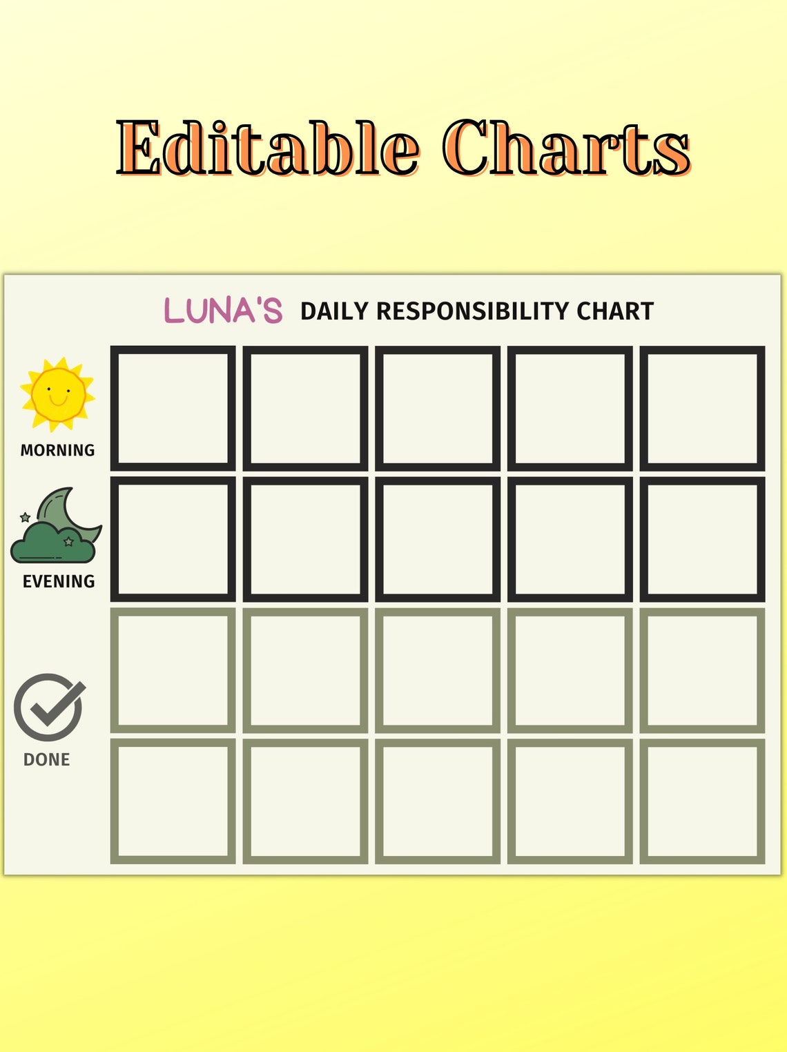 Editable Kids Daily Responsibilities Cards and Chart, Printable Routine ...