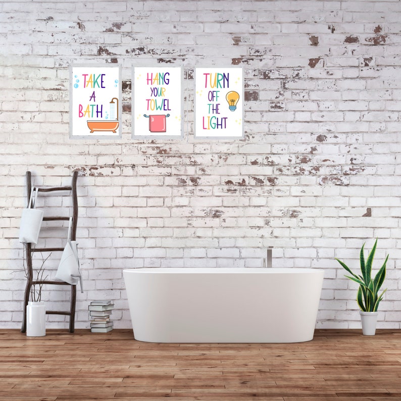 Bathroom Kids Wall Art Prints Set of 6 digital Wall Art - Etsy