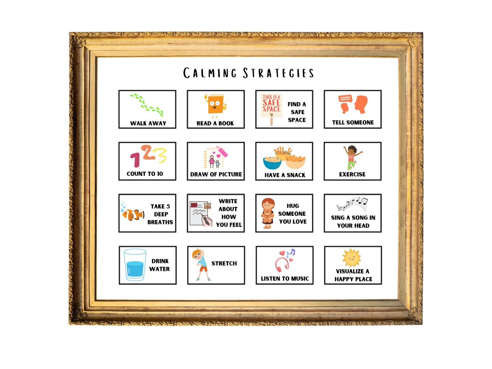 Calming Down Strategies Poster Calm Down Chart Coping Skills - Etsy Canada