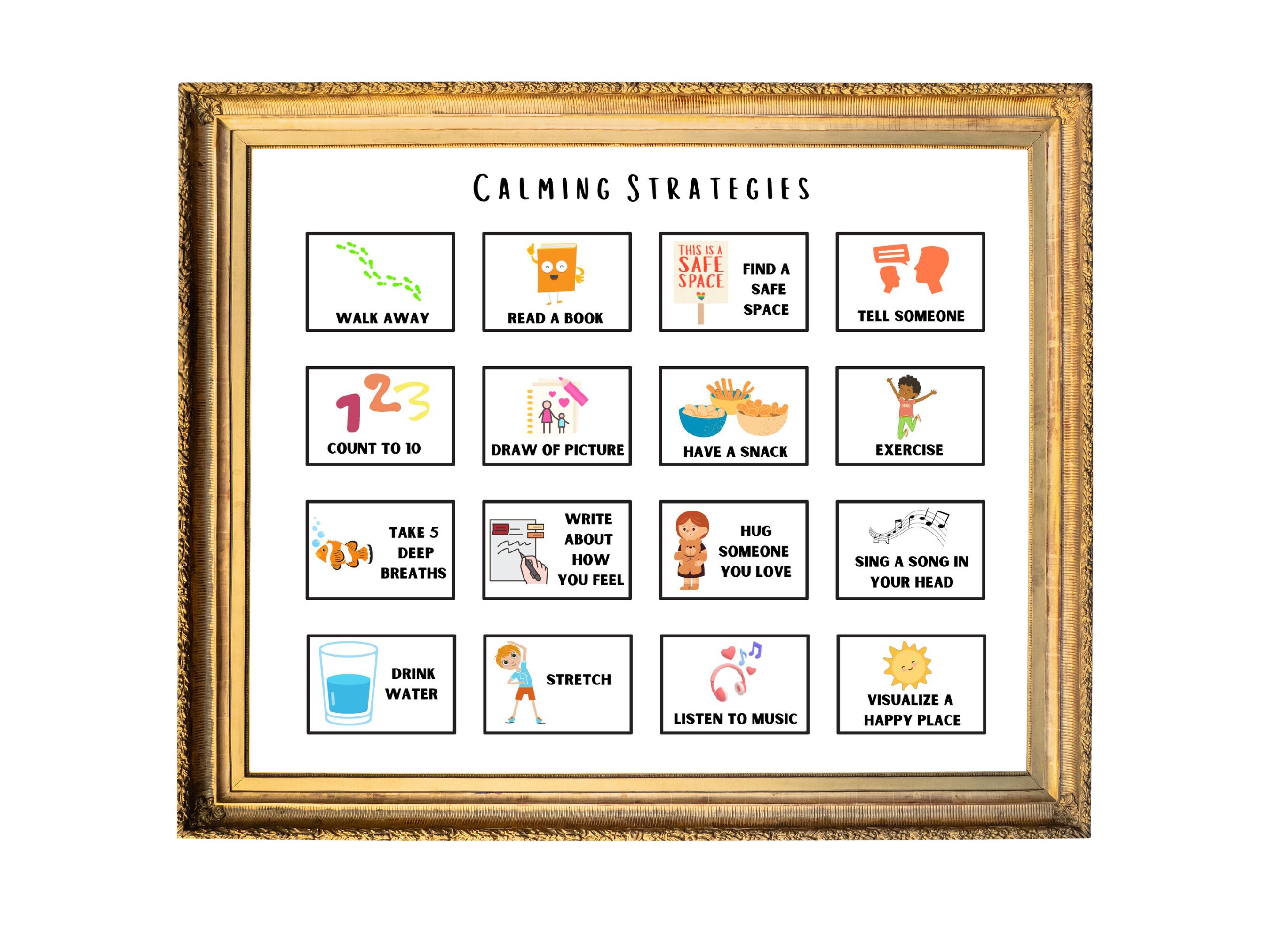 Calming Down Strategies Poster Calm Down Chart Coping Skills - Etsy Canada