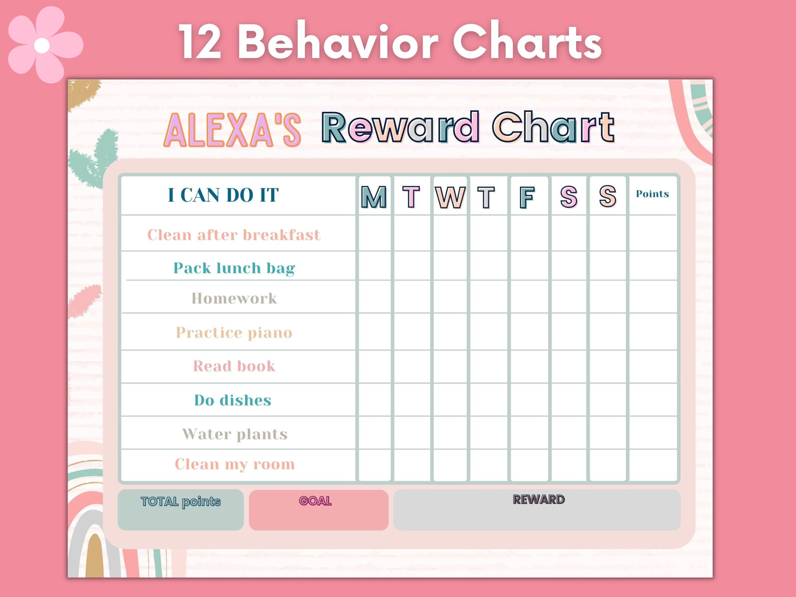 Reward Chart Printable Instant Download Reward Chart Explore - Etsy