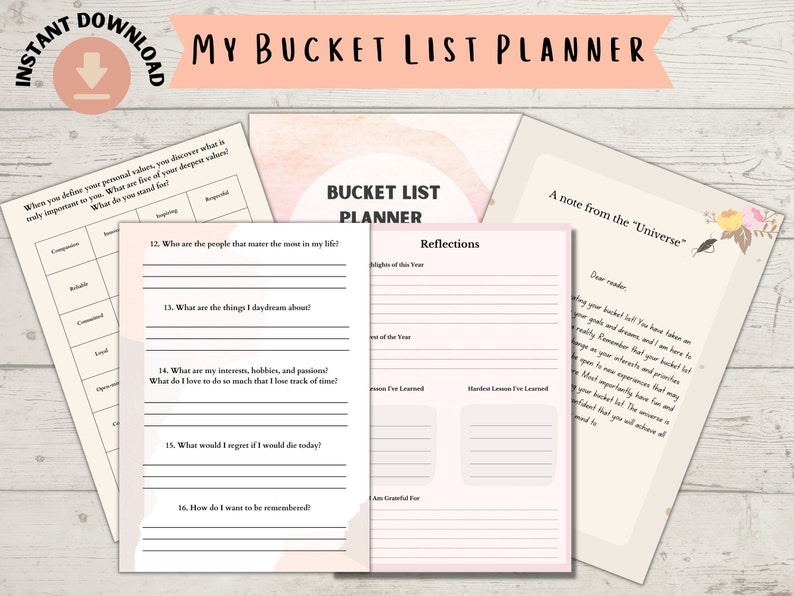 2023 Bucket List, Bucket List Planner, Self Discovery Prompts, Bucket ...