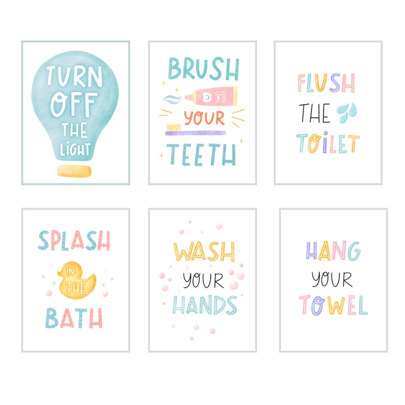 Kids Bathroom Decor, Bathroom Printable Kids, Kids Bathroom Wall Art ...