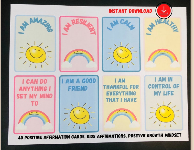 Toddler Affirmations Positivity Cards, 40 Positive Affirmation Cards ...