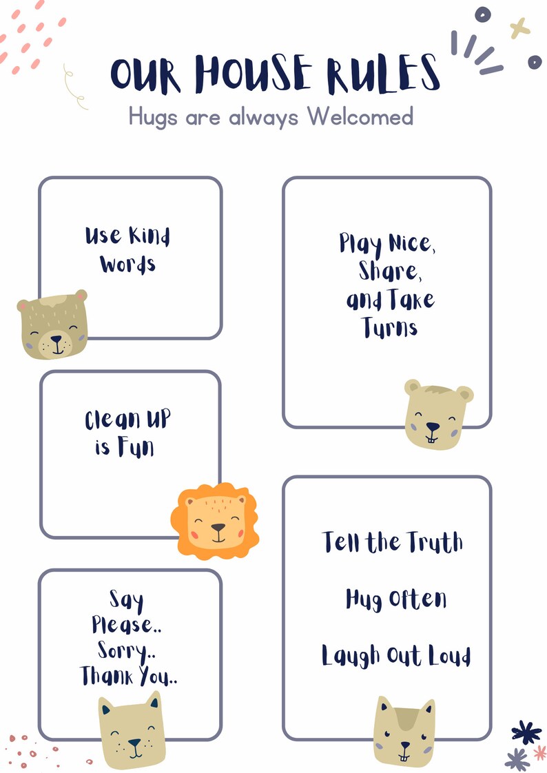 Kids Rules Poster, Family Rules, Playroom Rules, Behavior Print, Kids ...
