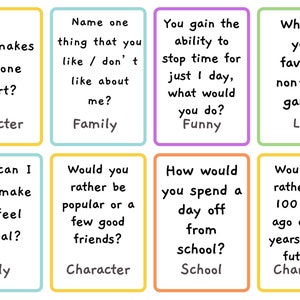 Family Dinner Conversation Cards, Family Conversation Cards for Kids ...