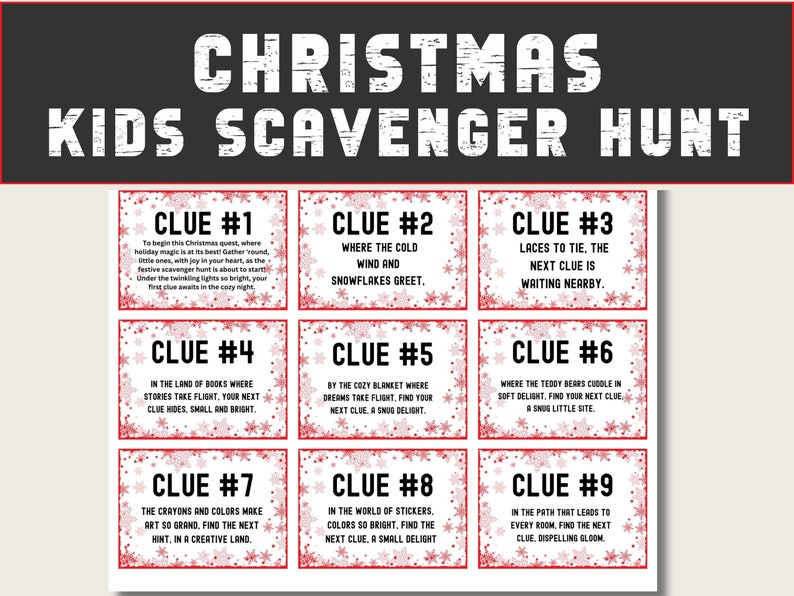 Kids Scavenger Hunt, Indoor Christmas Scavenger Hunt, Christmas ...