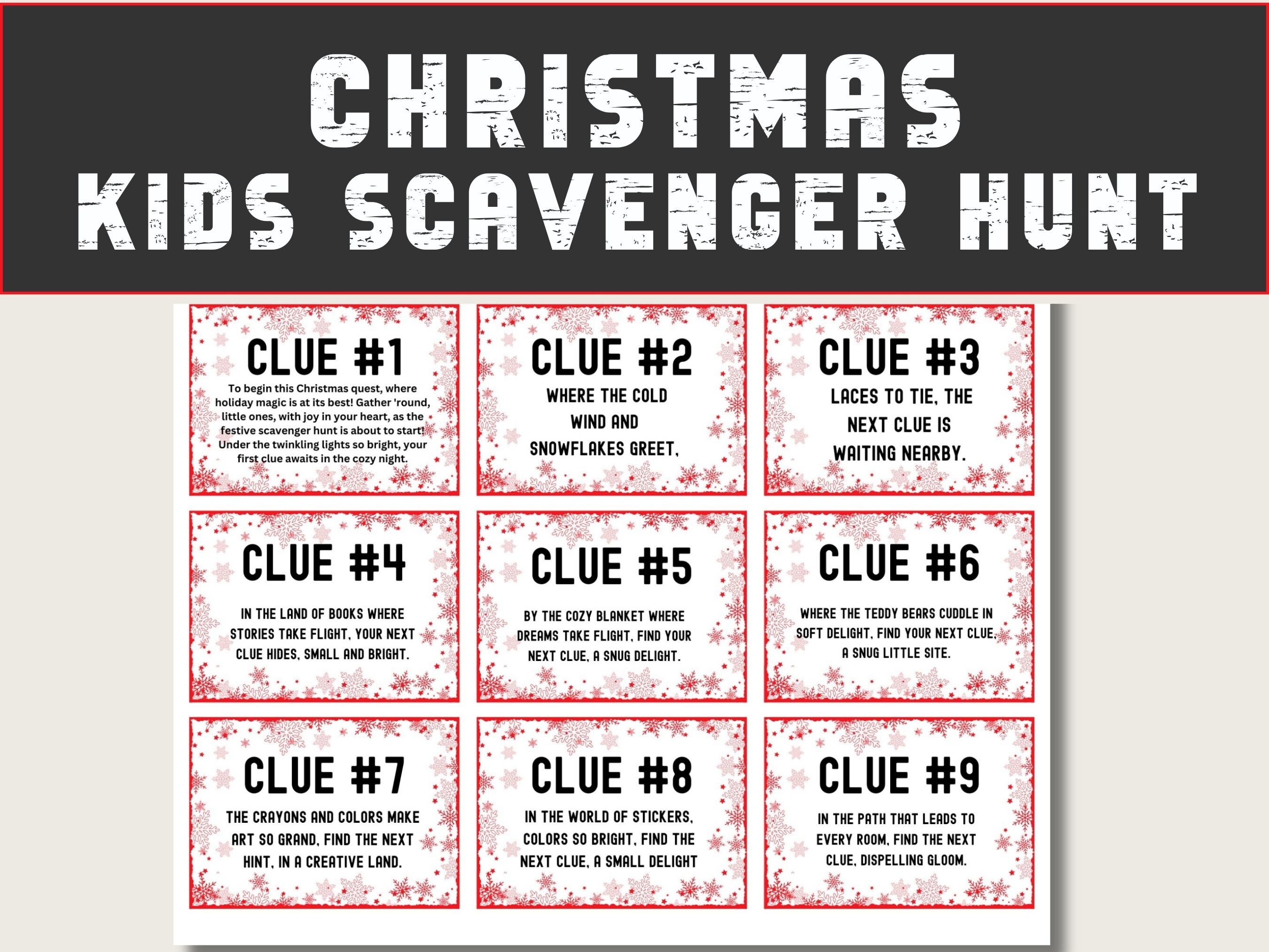 Kids Scavenger Hunt, Indoor Christmas Scavenger Hunt, Christmas ...
