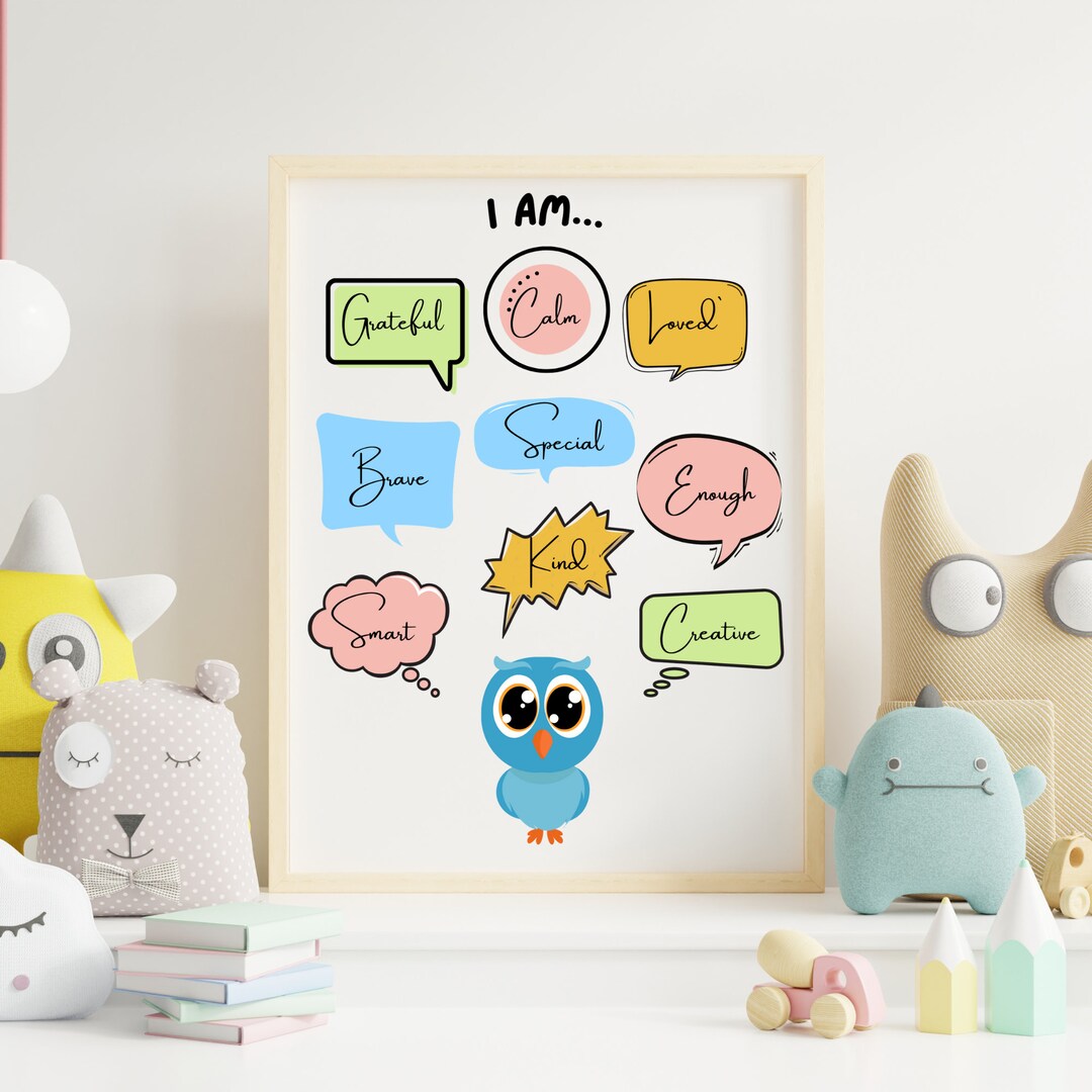 Affirmation Wall Art for Kids, Owl Poster Kids Room Art, Kids Room ...