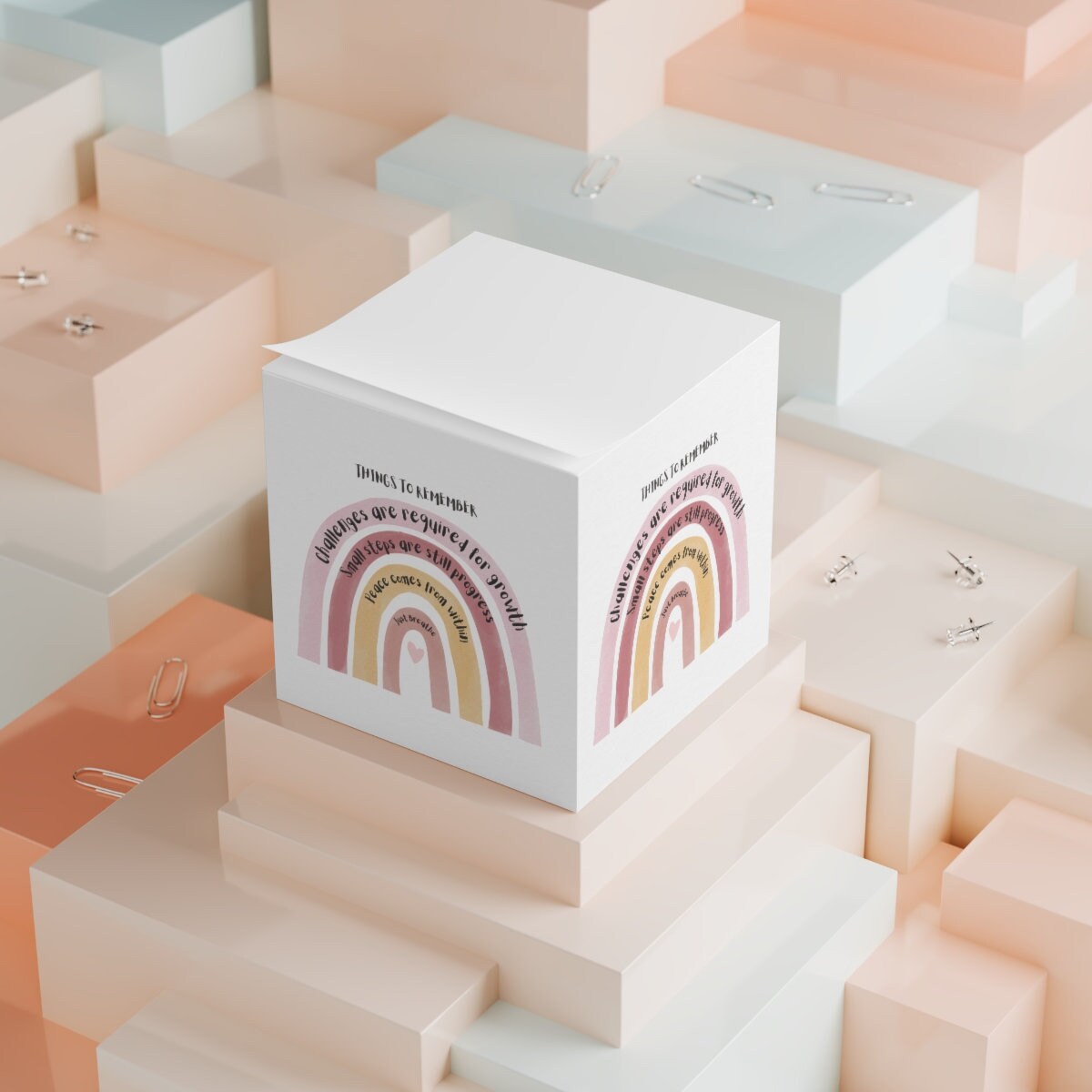 Rainbow Sticky Notes Inspirational Note Cube Paper Sticky - Etsy