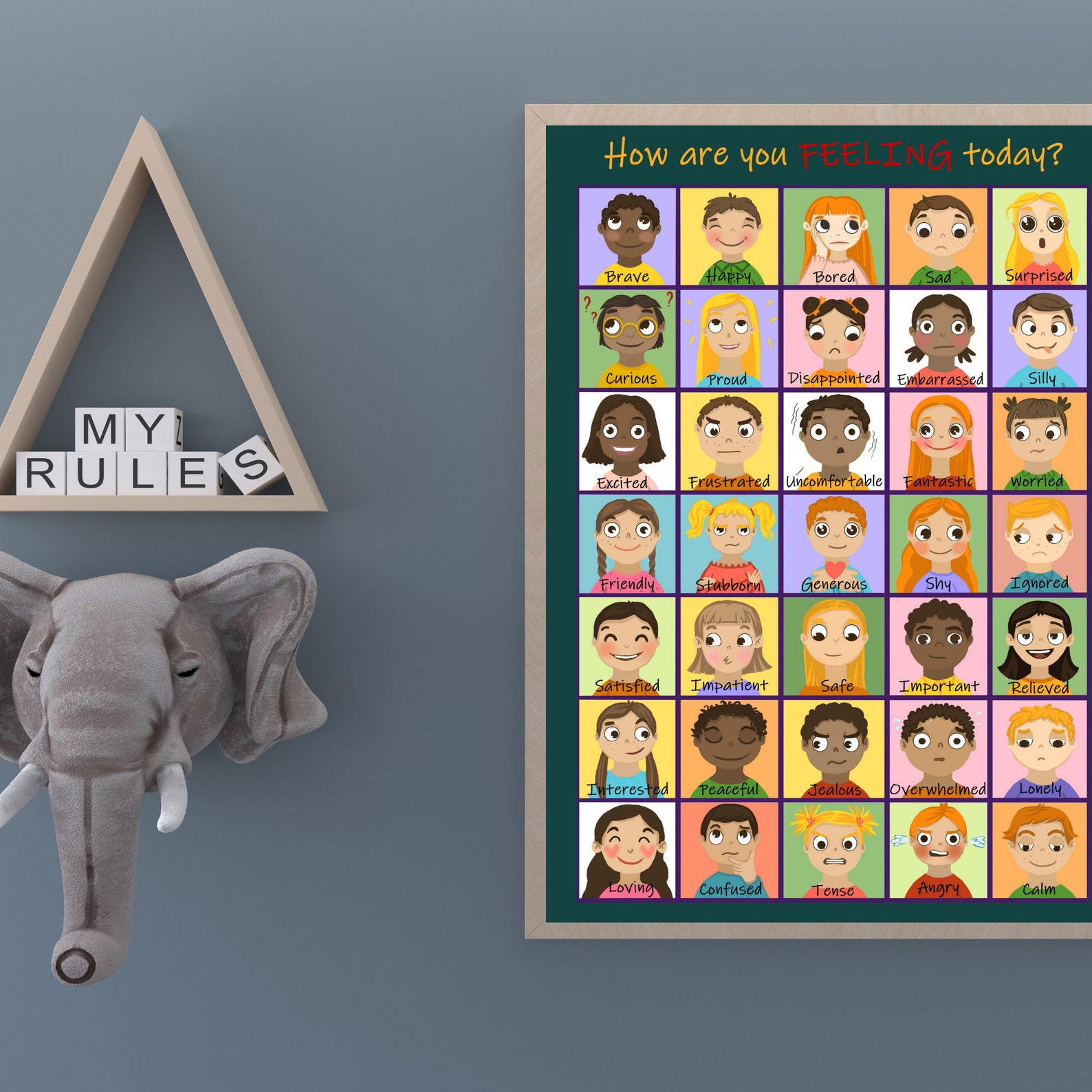 Emotions Chart for Kids Poster ( Digital), Feelings Chart, EQ ...